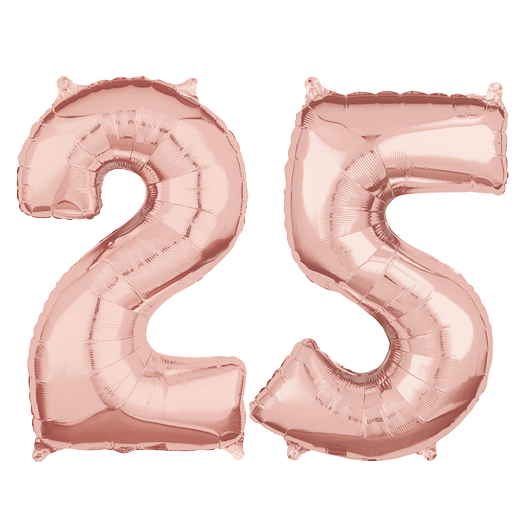 Folie rosé goud cijfer 25 ballon - Partycorner.nl
