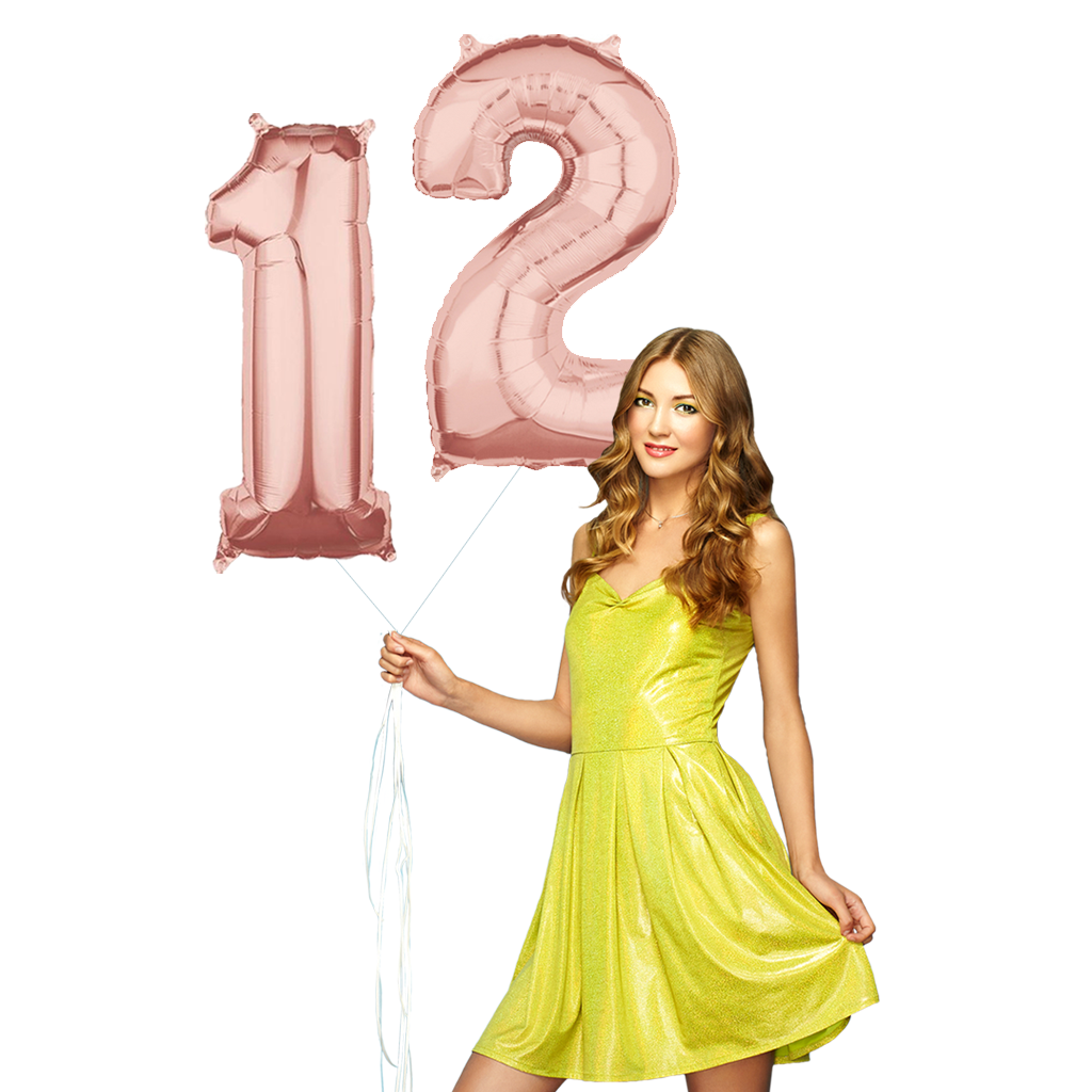 Cijfer ballonnen 12 rosé goud - Partycorner.nl