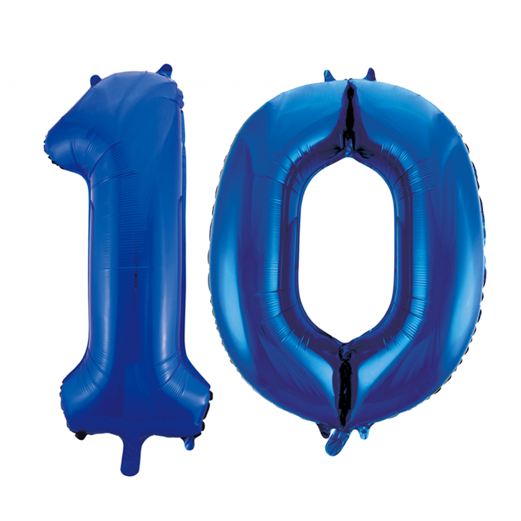 Cijfer folie ballonnen 10 blauw - Partycorner.nl
