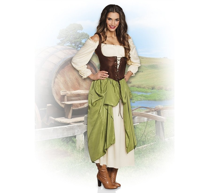 Middeleeuws-boerinnen-kostuum volwassenen - Partycorner.nl