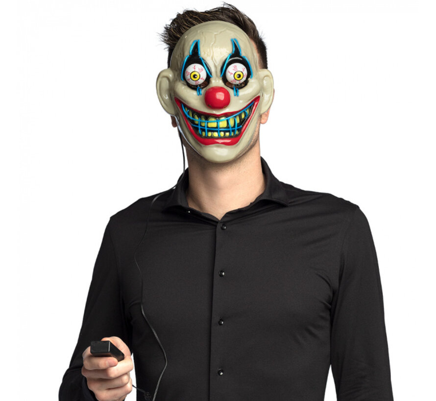 Verlichte led masker horror clown - Partycorner.nl