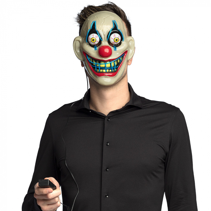 Verlichte led masker horror clown - Partycorner.nl