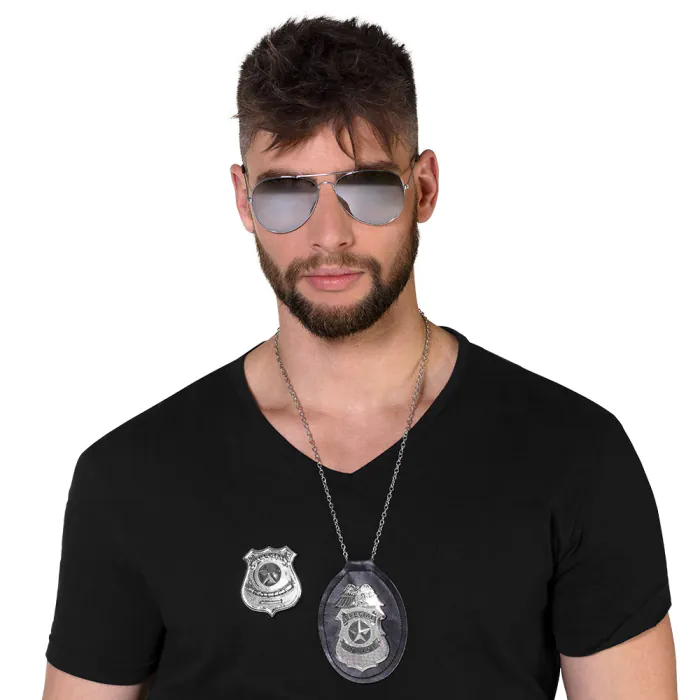 Special police badge, partybril en ketting set - Partycorner.nl