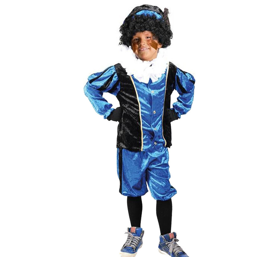 Kinder Pietenpak blauw / zwart maat 10/ 11 jaar - Partycorner.nl