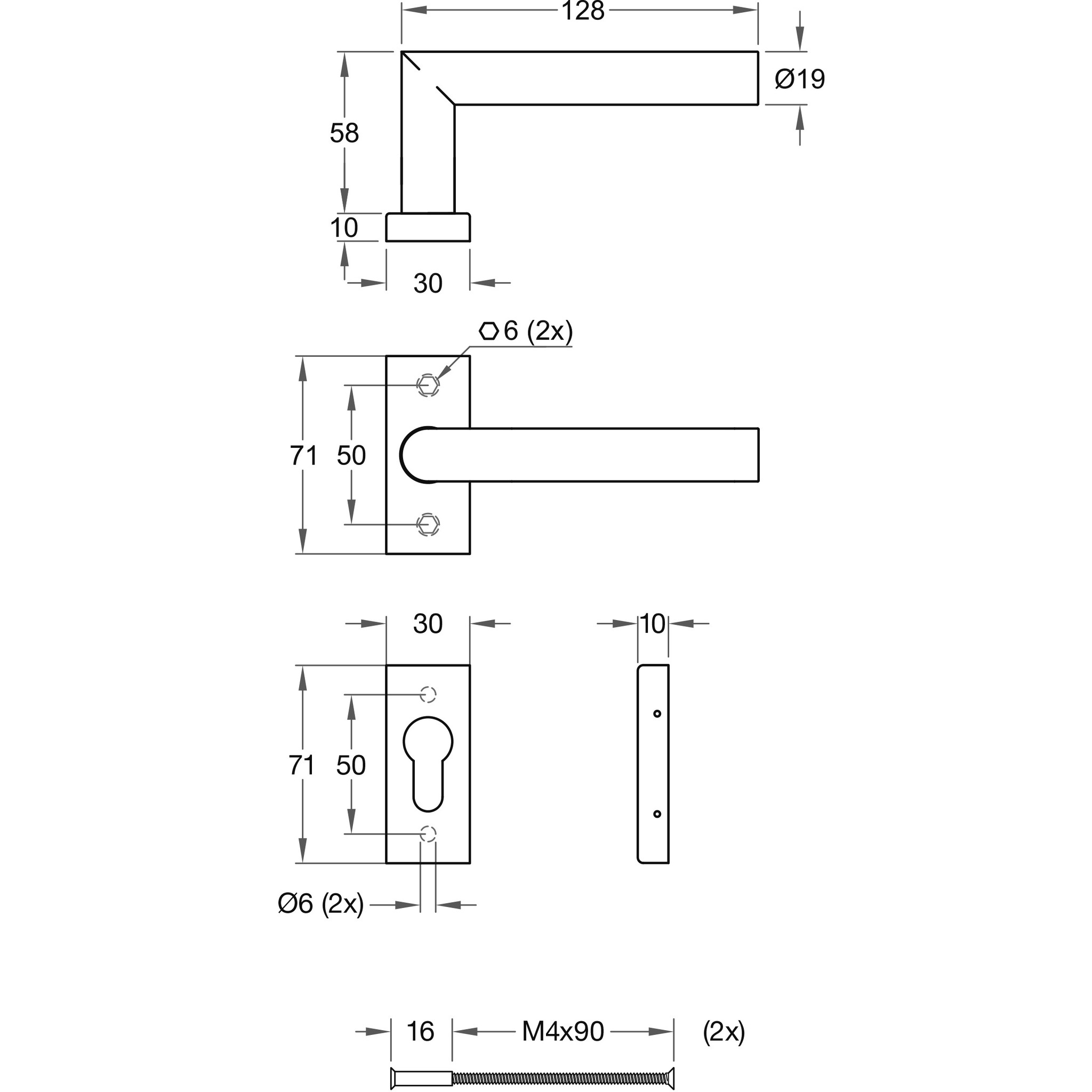Looking for black door handles on a rectangular rosette? | Deurklinkenshop