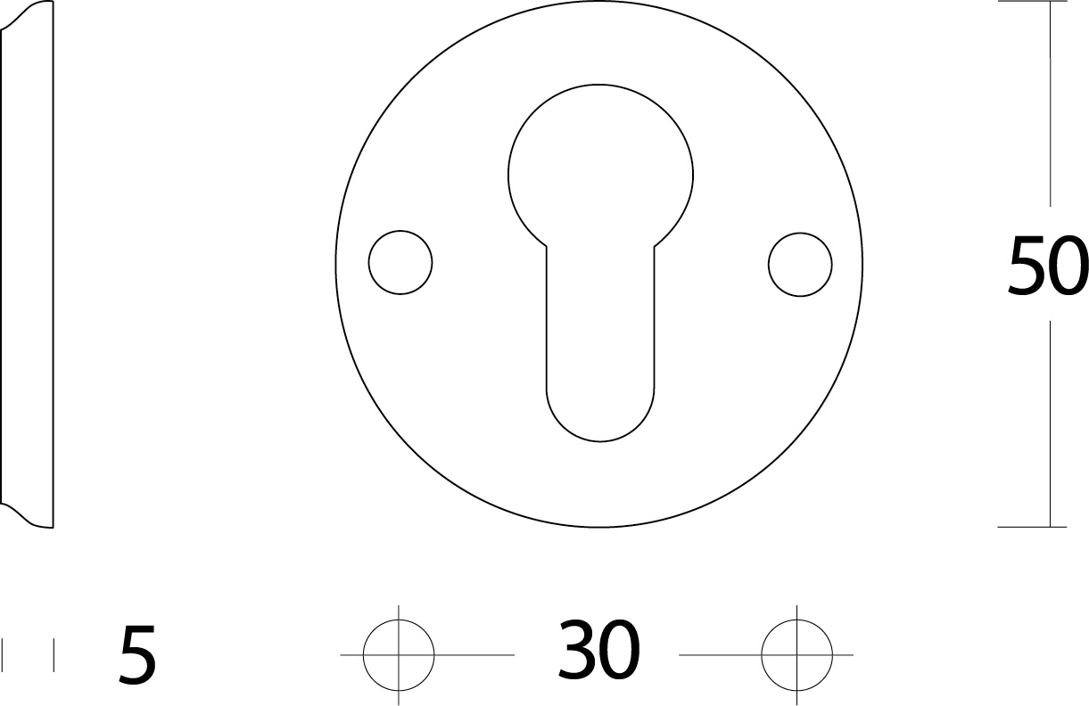 Beautiful Intersteel rosette with profile cylinder hole in nickel with ...