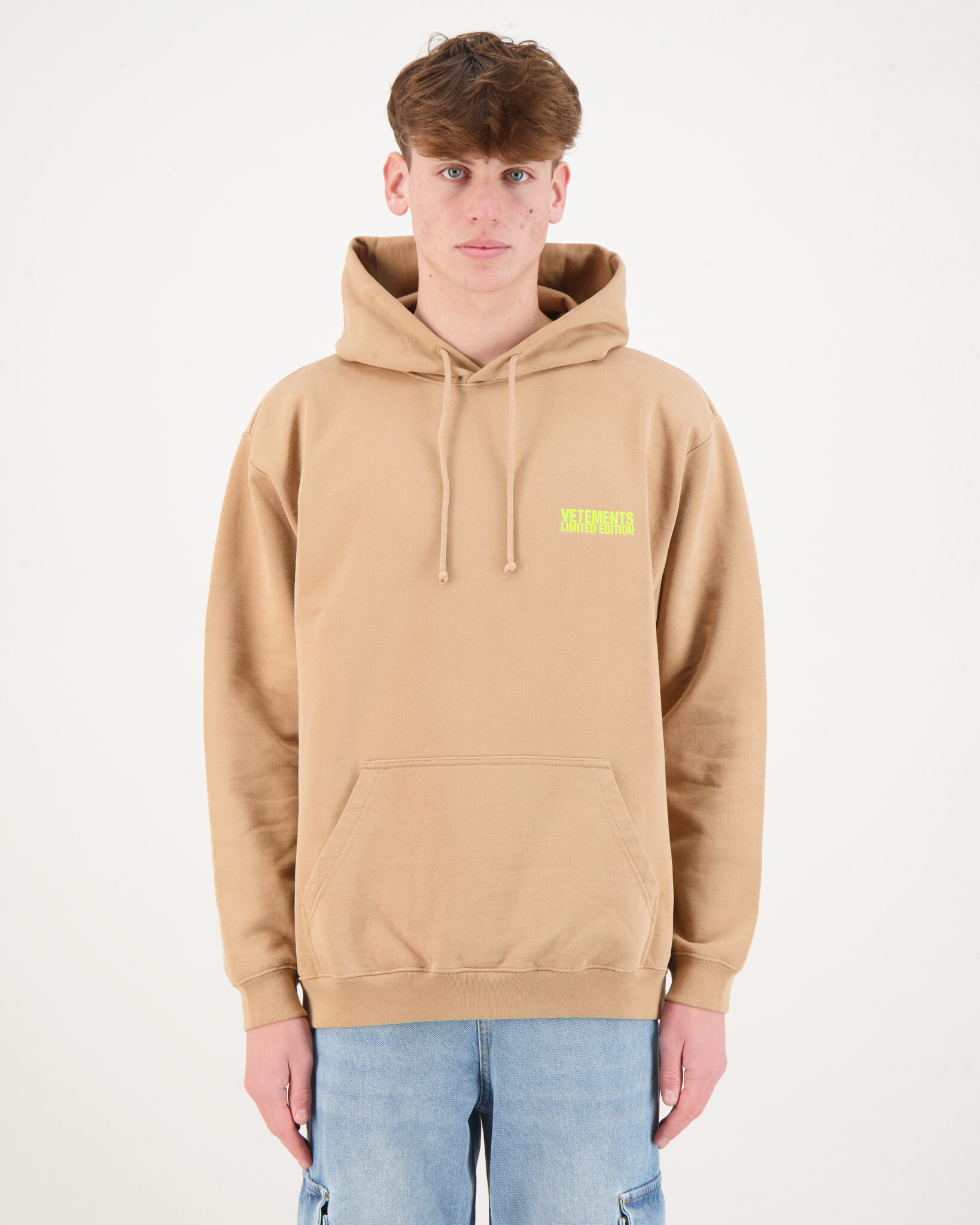 Vetements Embroidered Logo Regular Fit Hoodie Brown - Beachim