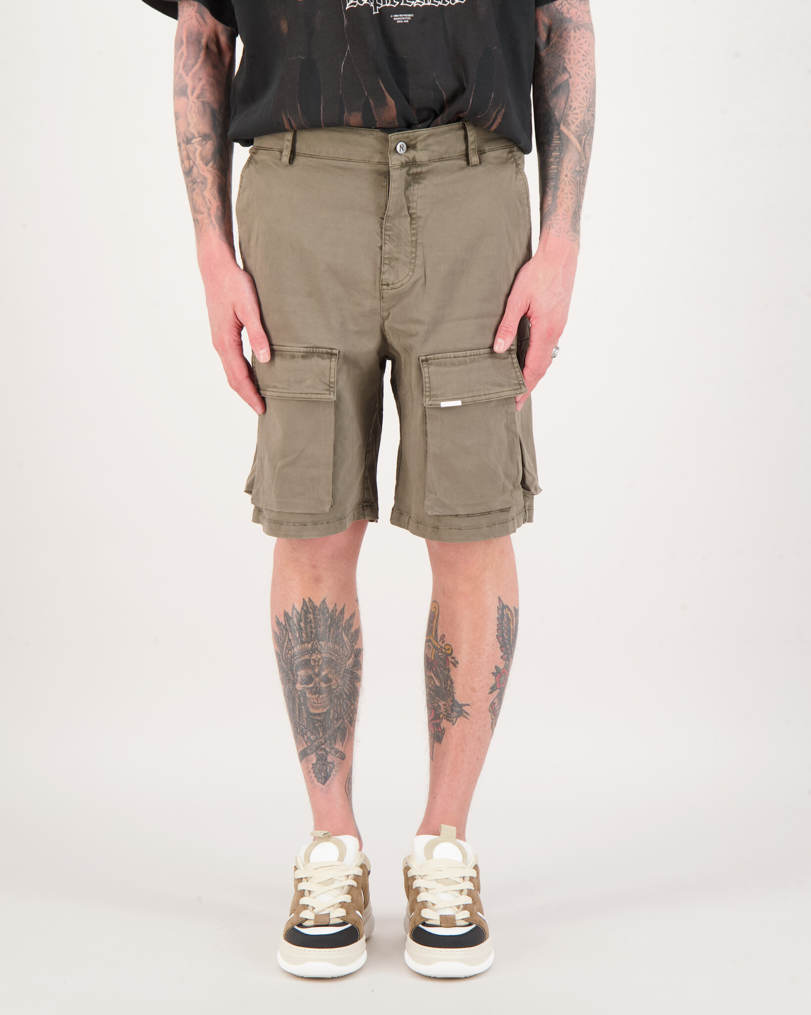 Represent Washed Cargo Short Blauw Grijs - Beachim