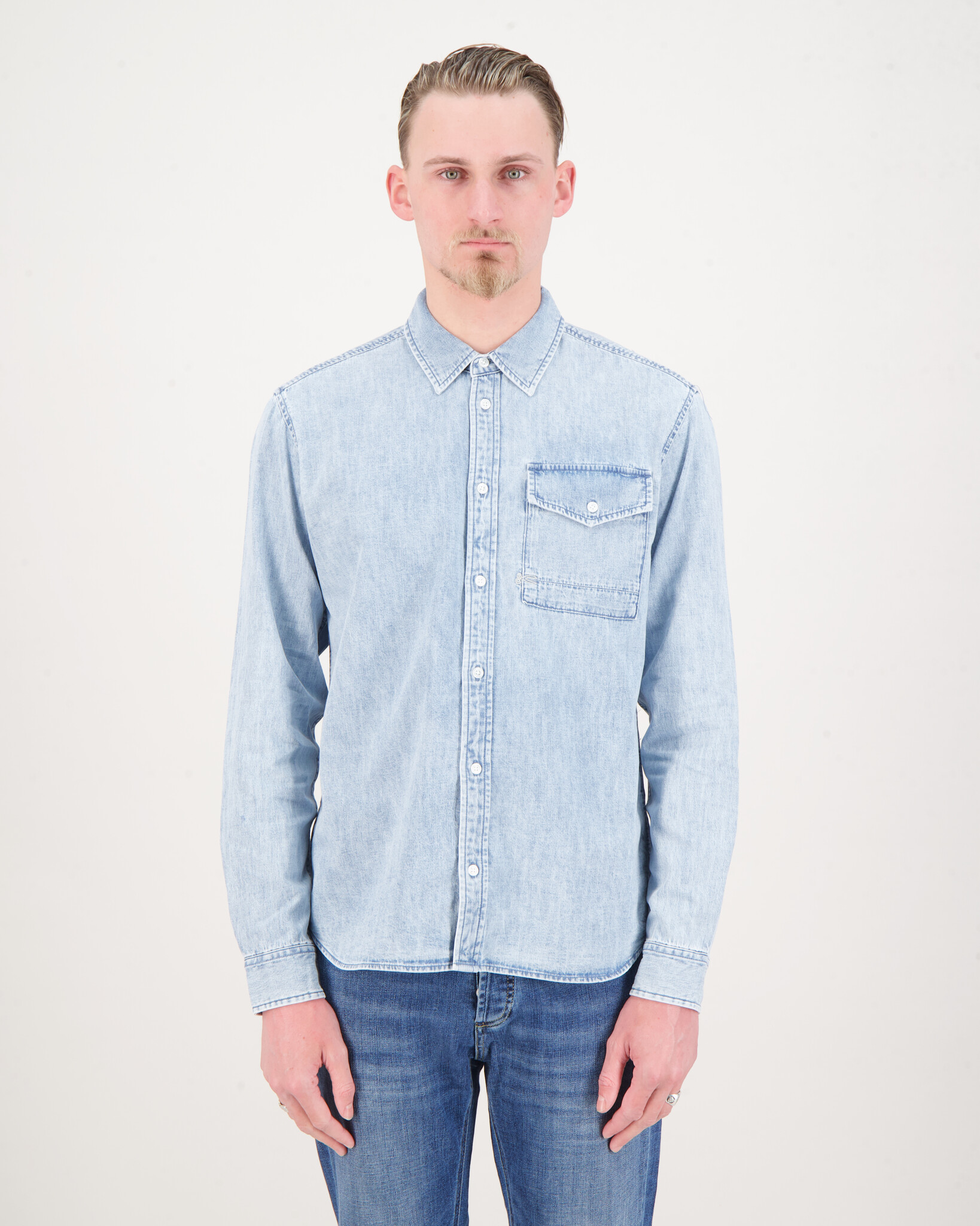 Denham Jaren Reg Denim Shirt Light Blue - Beachim