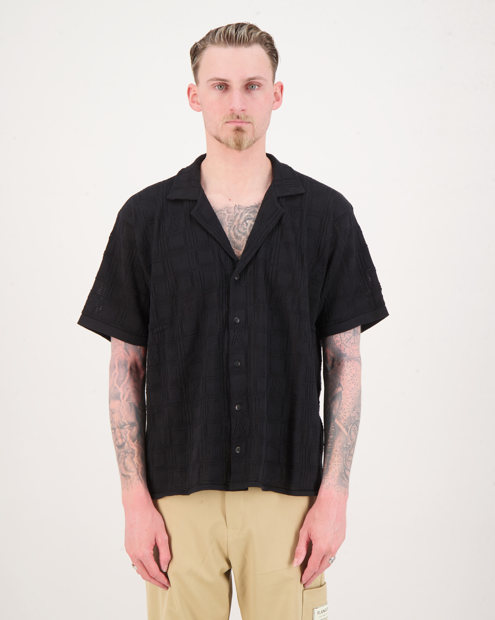 Represent Lace Knit T-Shirt Black - Beachim