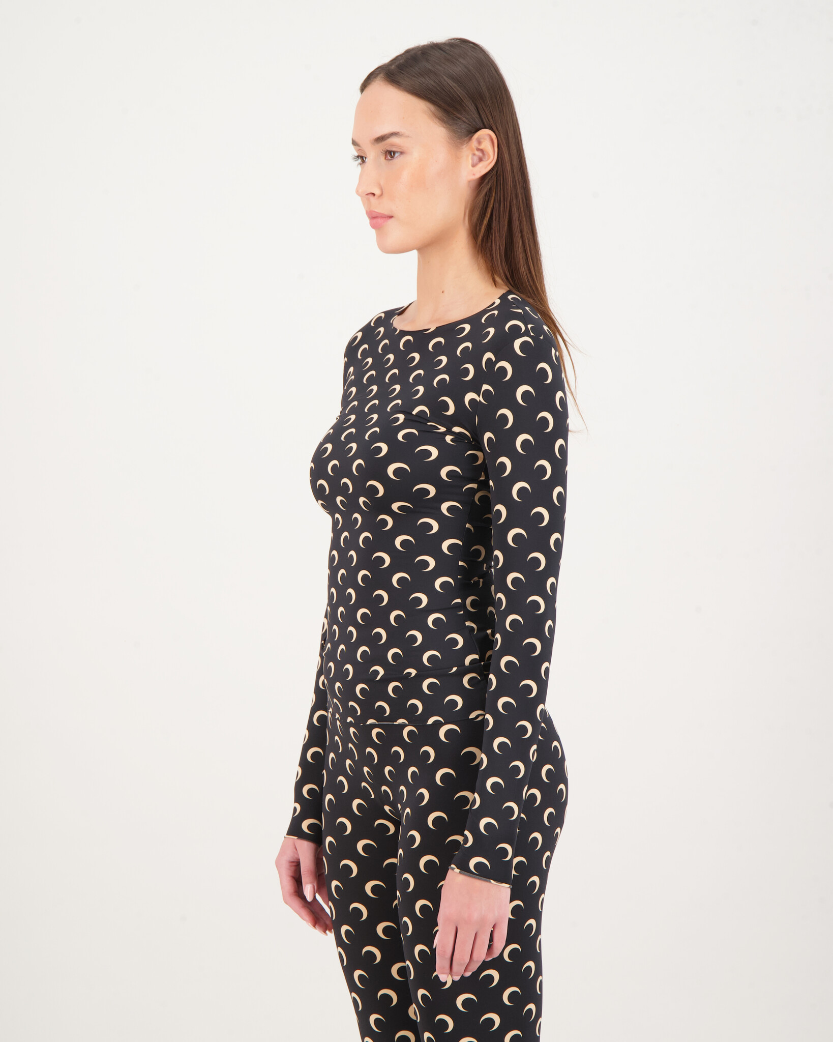 Marine Serre Regenerated All Over Moon Second Skin Top Black Marine Serre Regenerated All Over Moon Second Skin Top Black