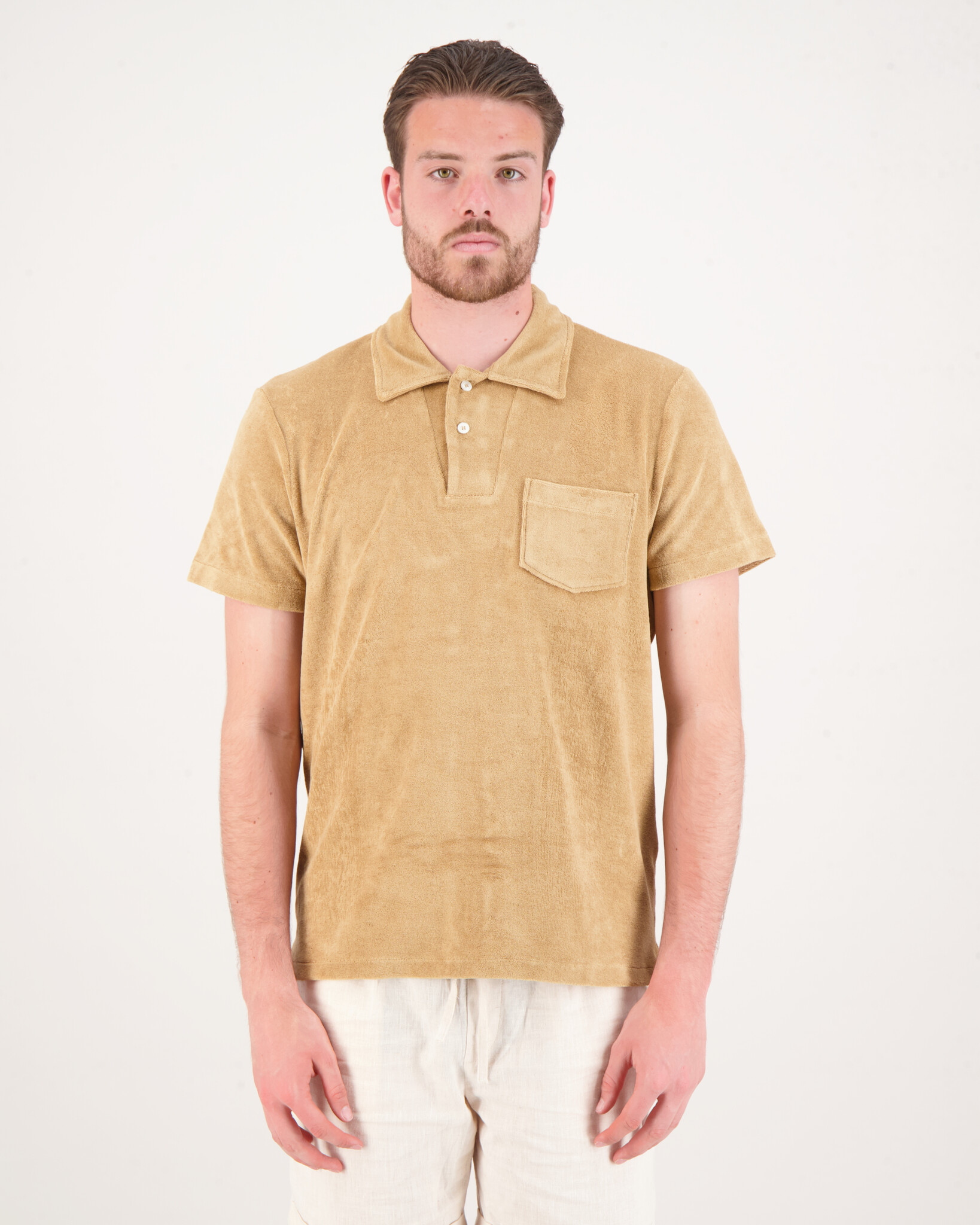 Aurélien Terry Towelling Polo Caramel - Beachim