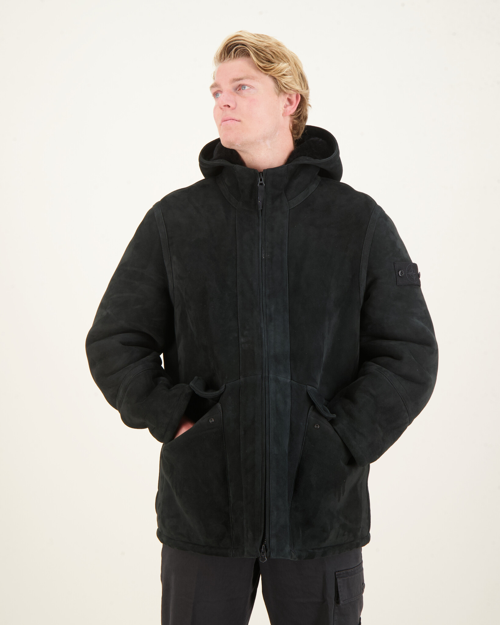 Stone Island Suede Sheepskin Ghost Jacket Black - Beachim