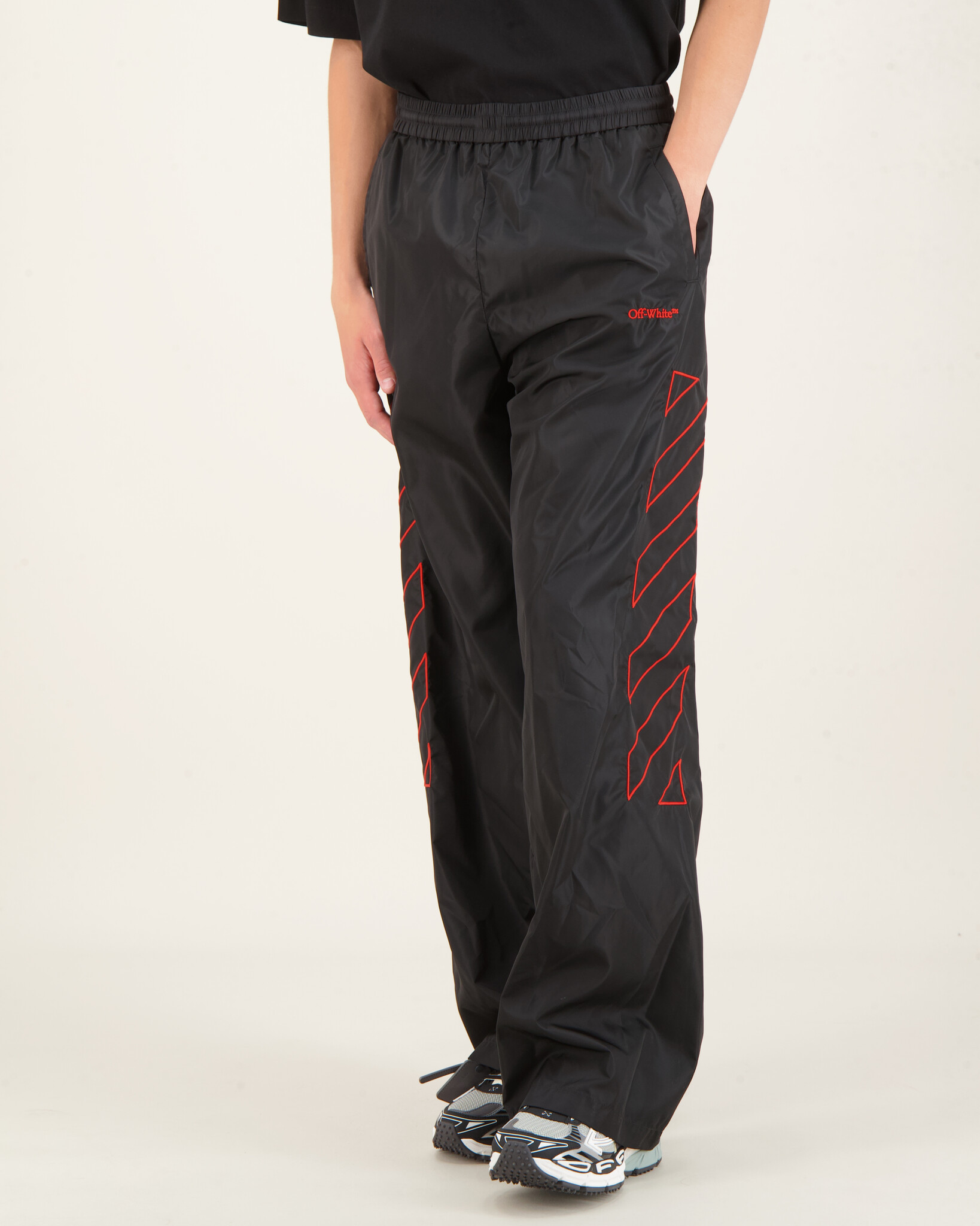 Off-White Outline Diagonal Track Pants Black - Beachim