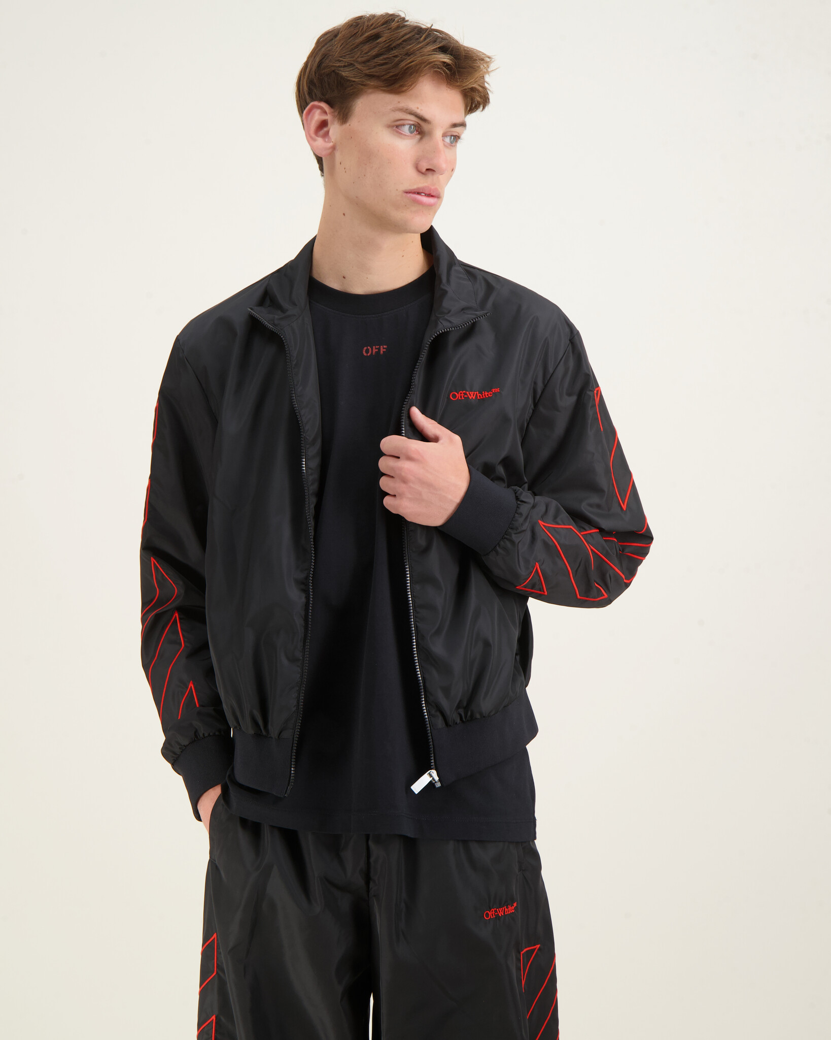 Off-White Outline Diagonal Track Jacket Schwarz - Beachim