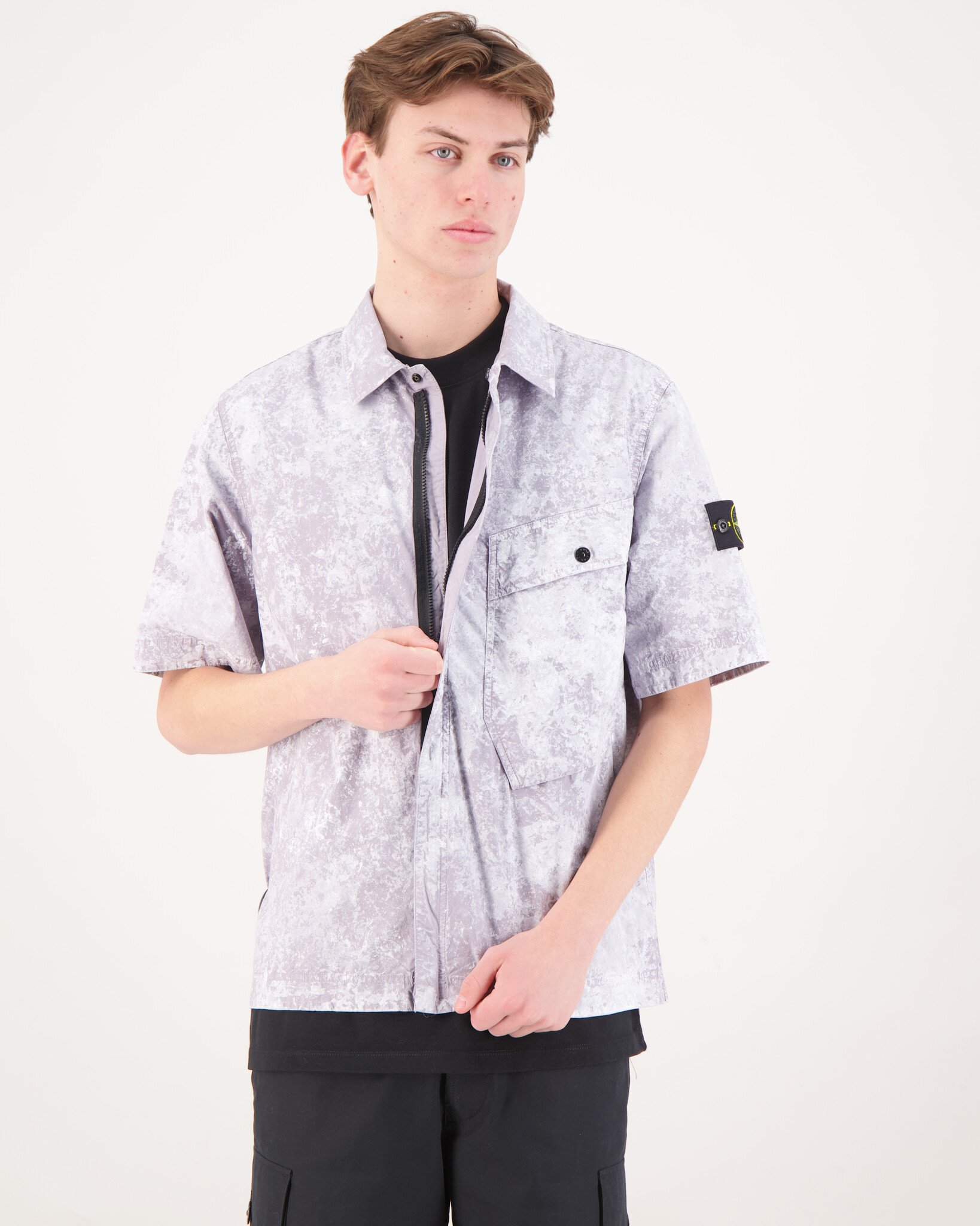 Stone Island S0143 Overshirt SS Pearl Grey - Beachim