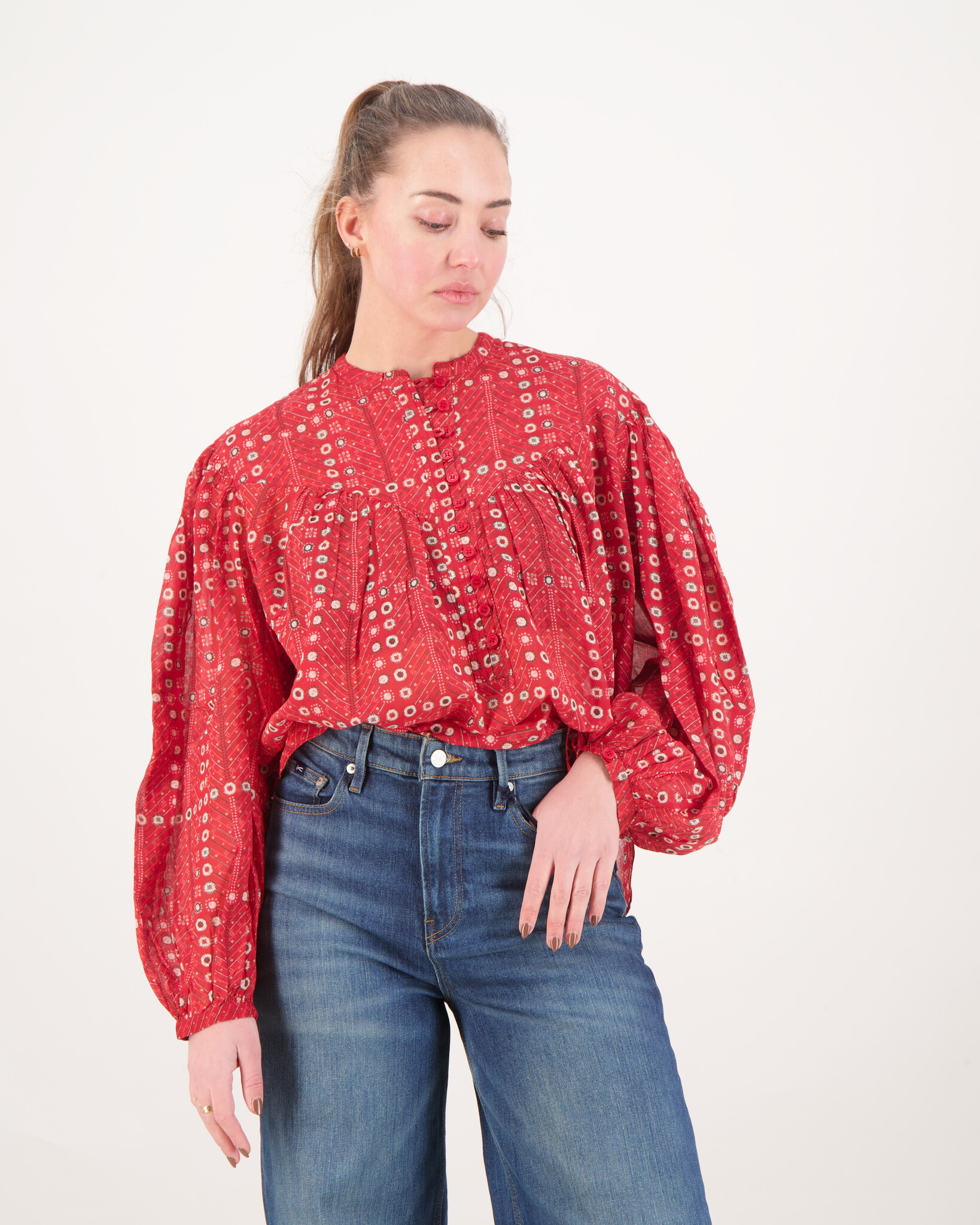 Isabel Marant Etoile Salika Blouse Red - Beachim