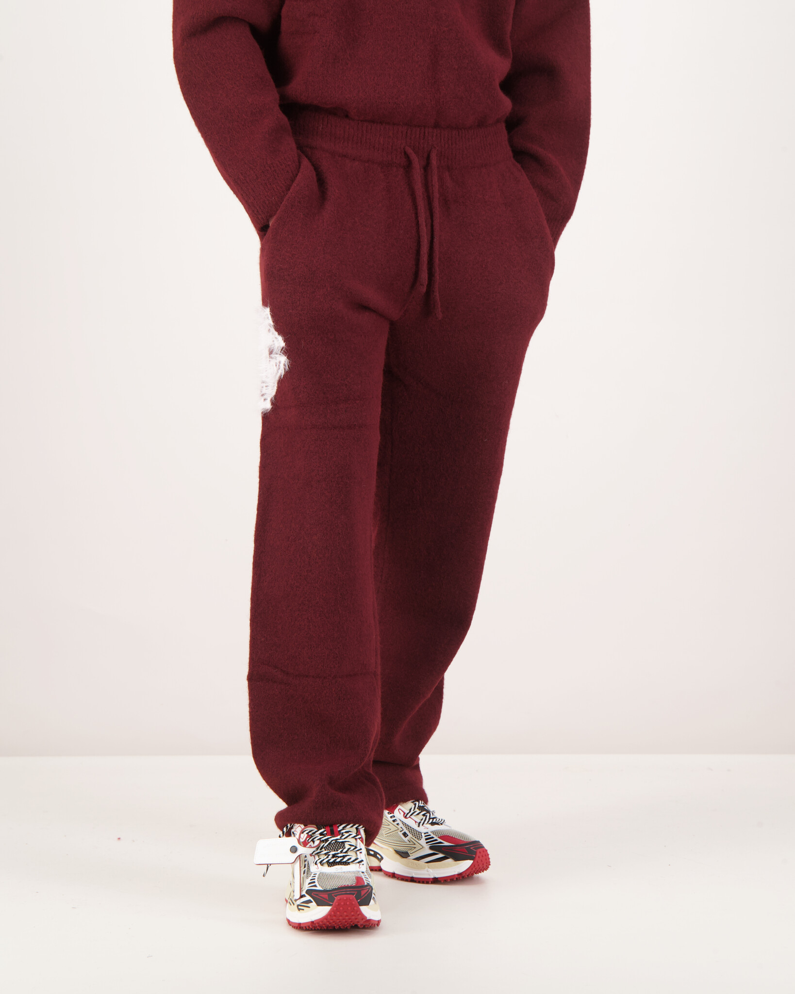 The Couture Club Monogram Fluffy Knit Joggers Bordeaux - Beachim
