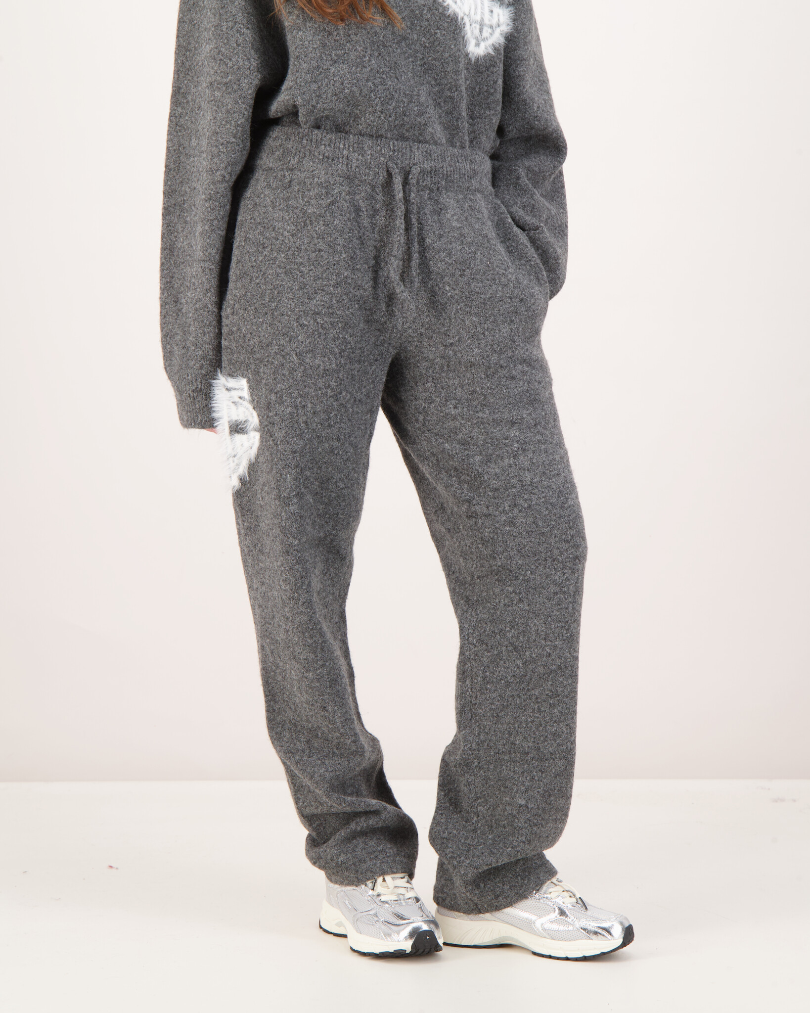 The Couture Club Monogram Fluffy Knit Joggers Charcoal - Beachim