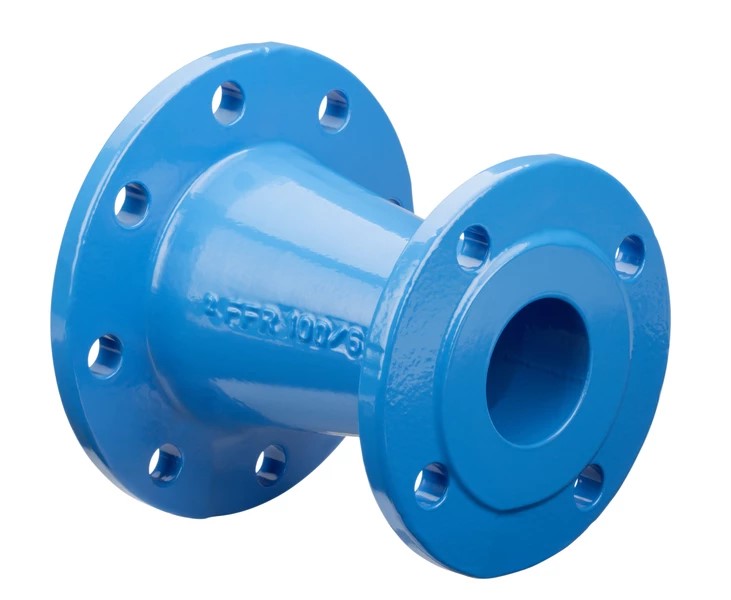 Gietijzeren verloopflens DN125-DN80mm. Centrisch, PN10/16