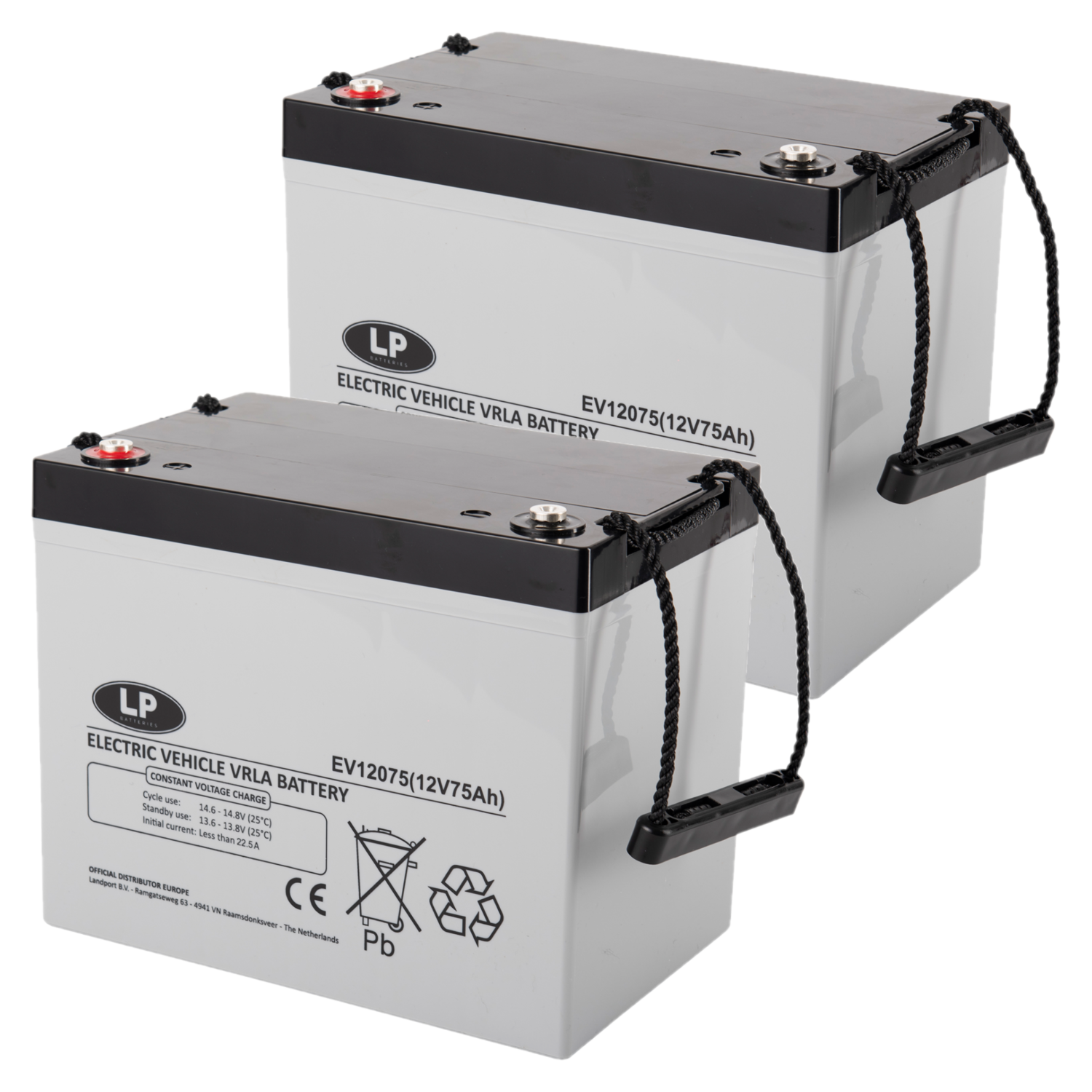 2x AGM accu 12 volt 75 ah type EV12075 - Accu Service Holland
