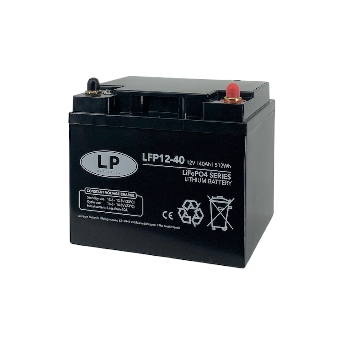 Lithium accu LFP V12-40 LiFePo4 12 volt 40 Ah 512 Wh - Accu Service Holland