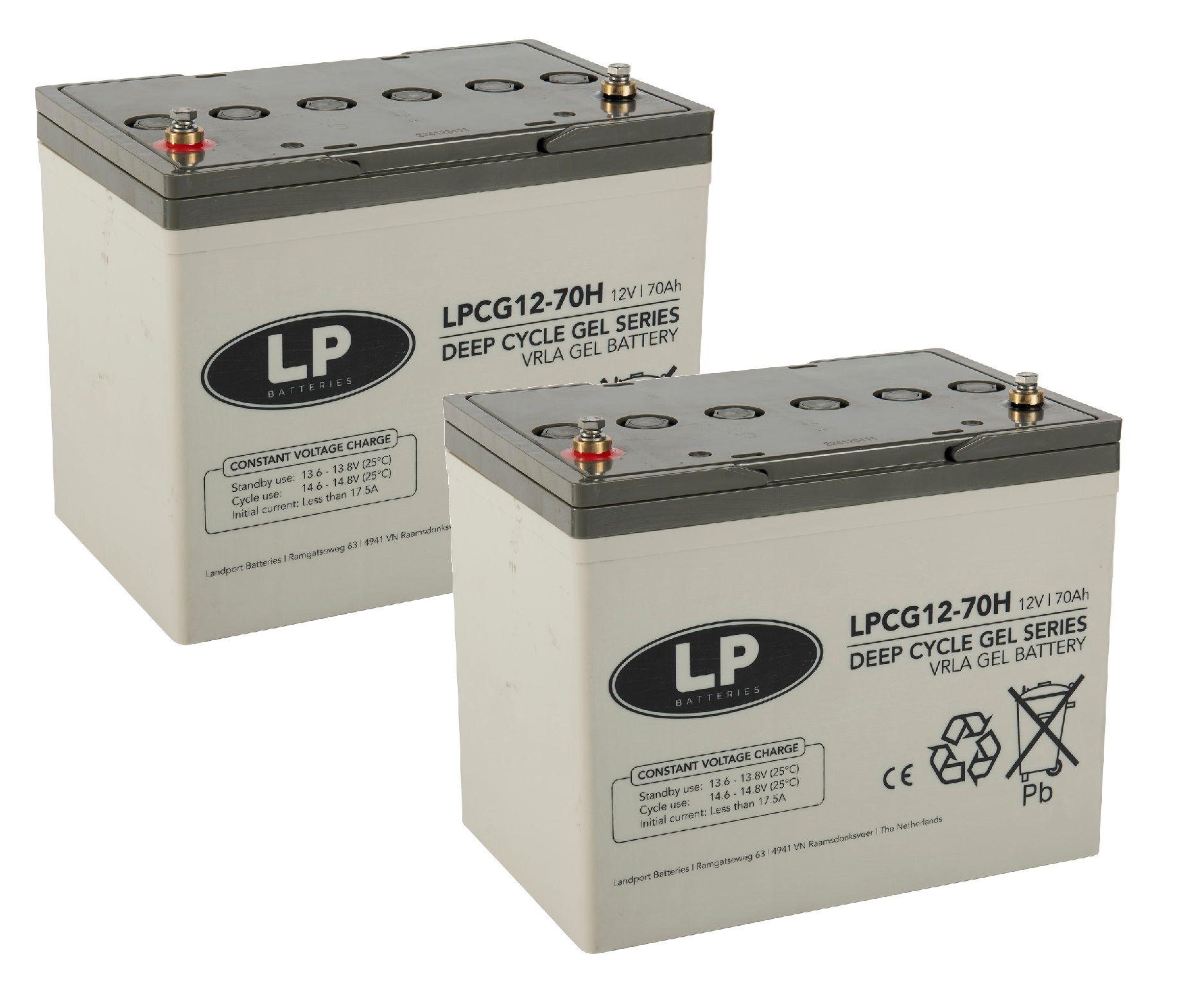 2x GEL accu 12 volt 70 ah type LPCG12-70H - Accu Service Holland