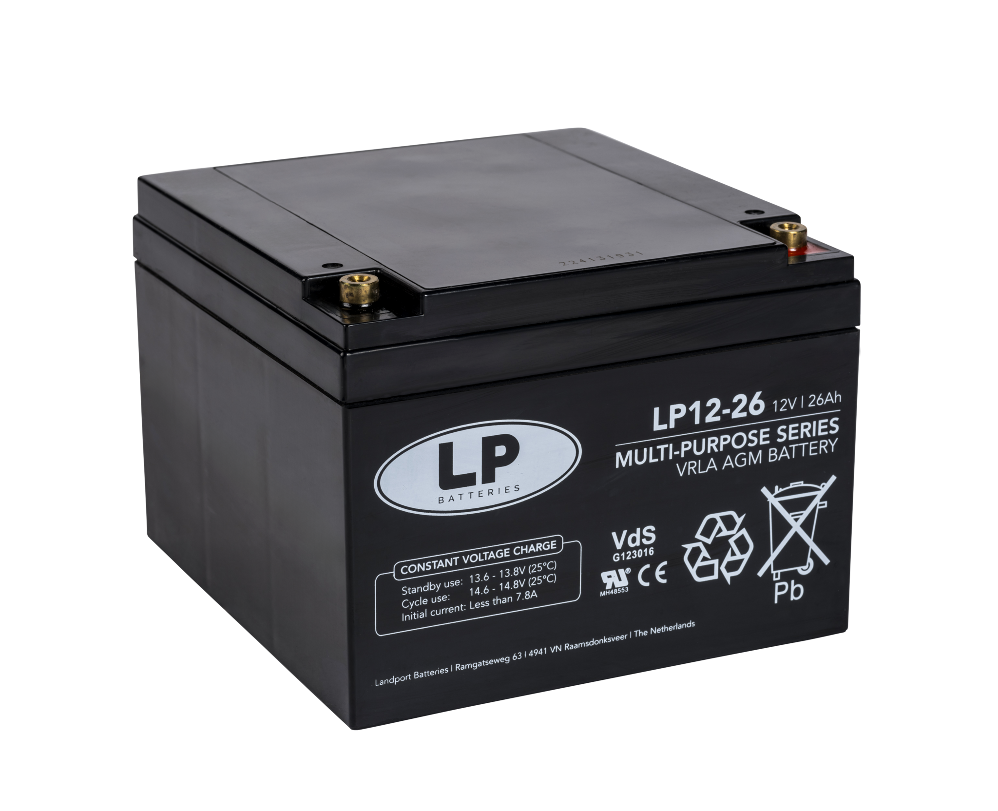VRLA-LP accu 12 volt 26 ah LP12-26 T12 VDS - Accu Service Holland