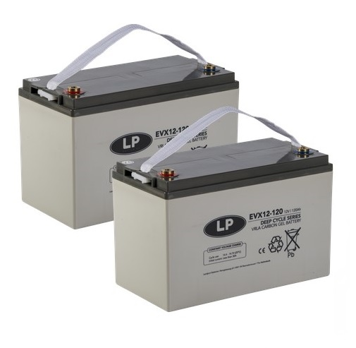 Set van 2 stuks EVX12-120 Deep Cycle 12 v 120 ah AGM / GEL / Carbon ...