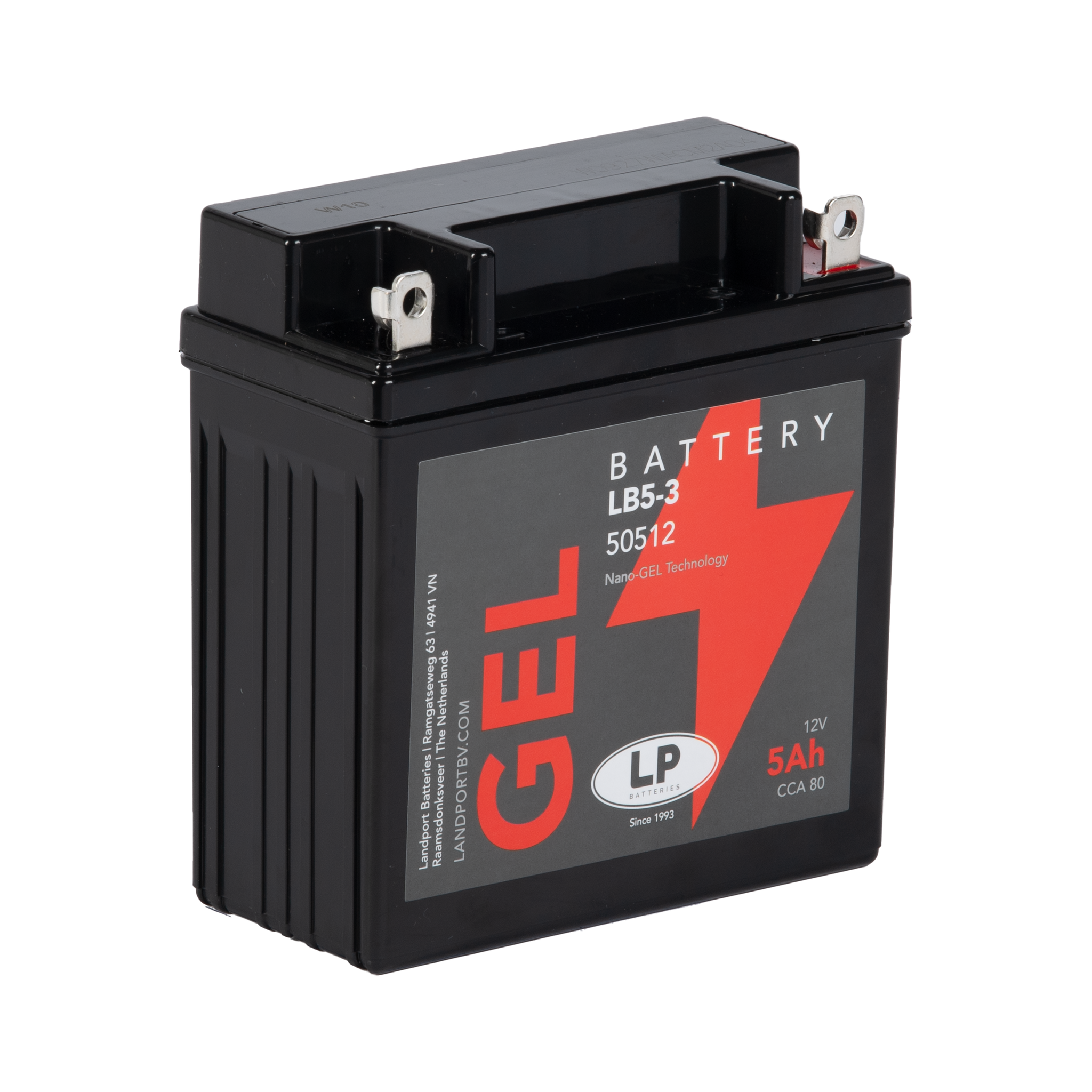 LB5-3 motor GEL accu 12 volt 5 ah (50512 - LB5L-B) - Accu Service Holland