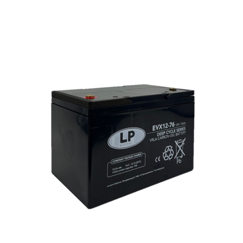 EVX12076 Deep Cycle 12 v 76 ah AGM / GEL / Carbon technologie accu ...