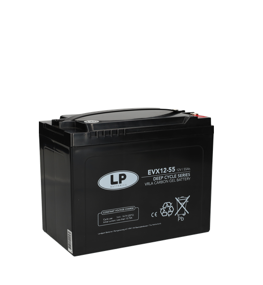 EVX12055 Deep Cycle 12 v 55 ah AGM / GEL / Carbon technologie accu ...