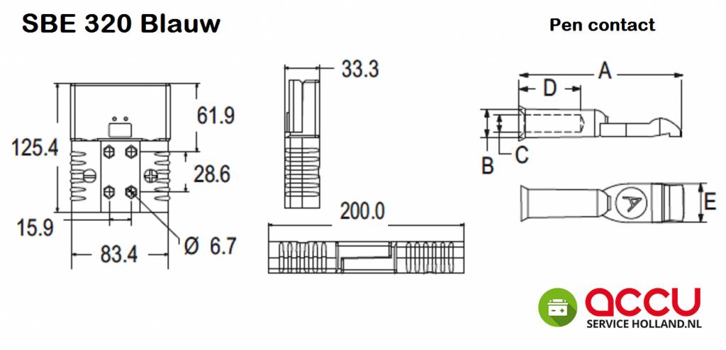 Anderson Power Blauwe stekker / connector SBE 320 Anderson - Accu ...