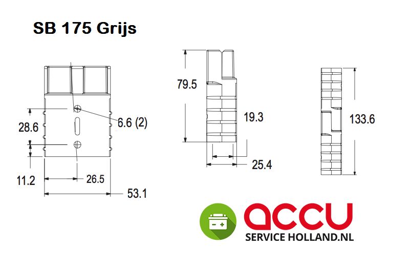 Anderson Power Grijze stekker / connector SB 175 Anderson - Accu ...