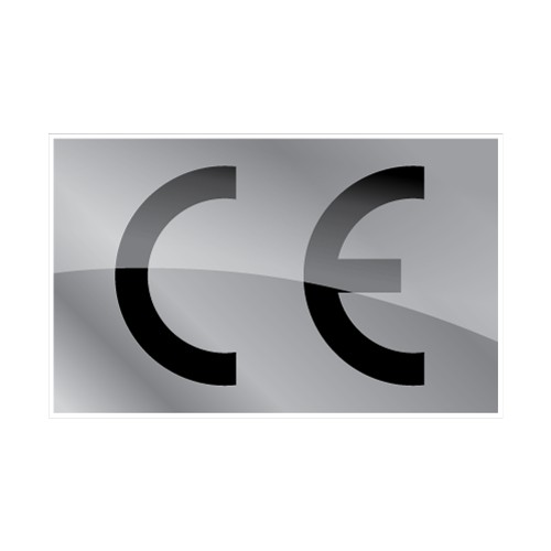 sticker rechthoekig CE metallic zilver - Stickerpoint