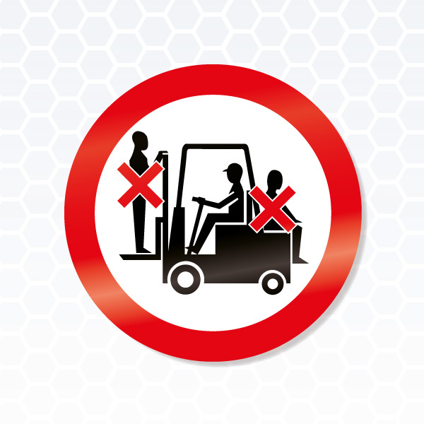 sticker verboden mensen vervoeren op heftruck - Stickerpoint