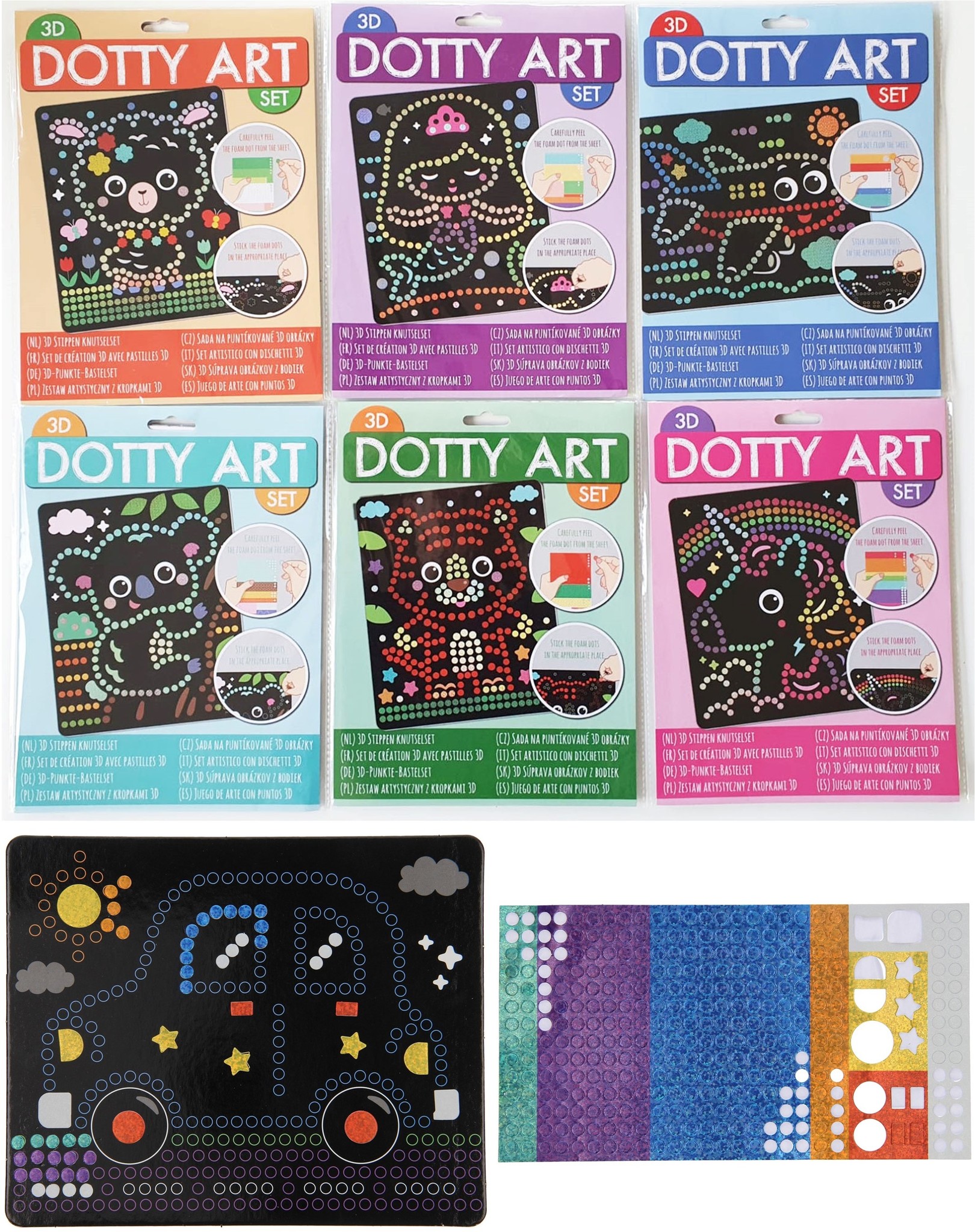 3D Dotty Art Set 2 delig 26x20cm. 6 assorti model - Groothandel Karssen