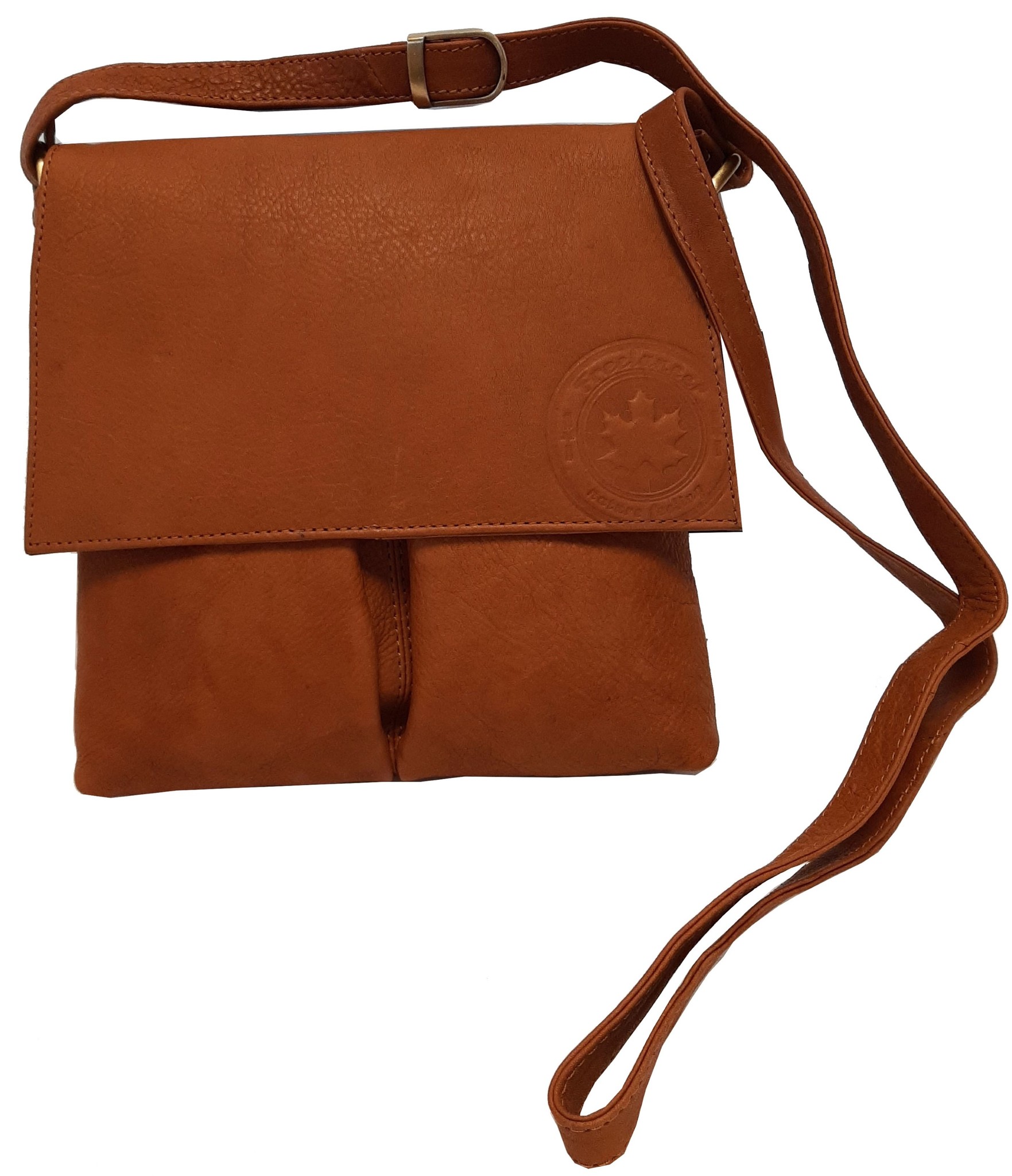 Leren Damestas 23x23cm. cognac - Groothandel Karssen