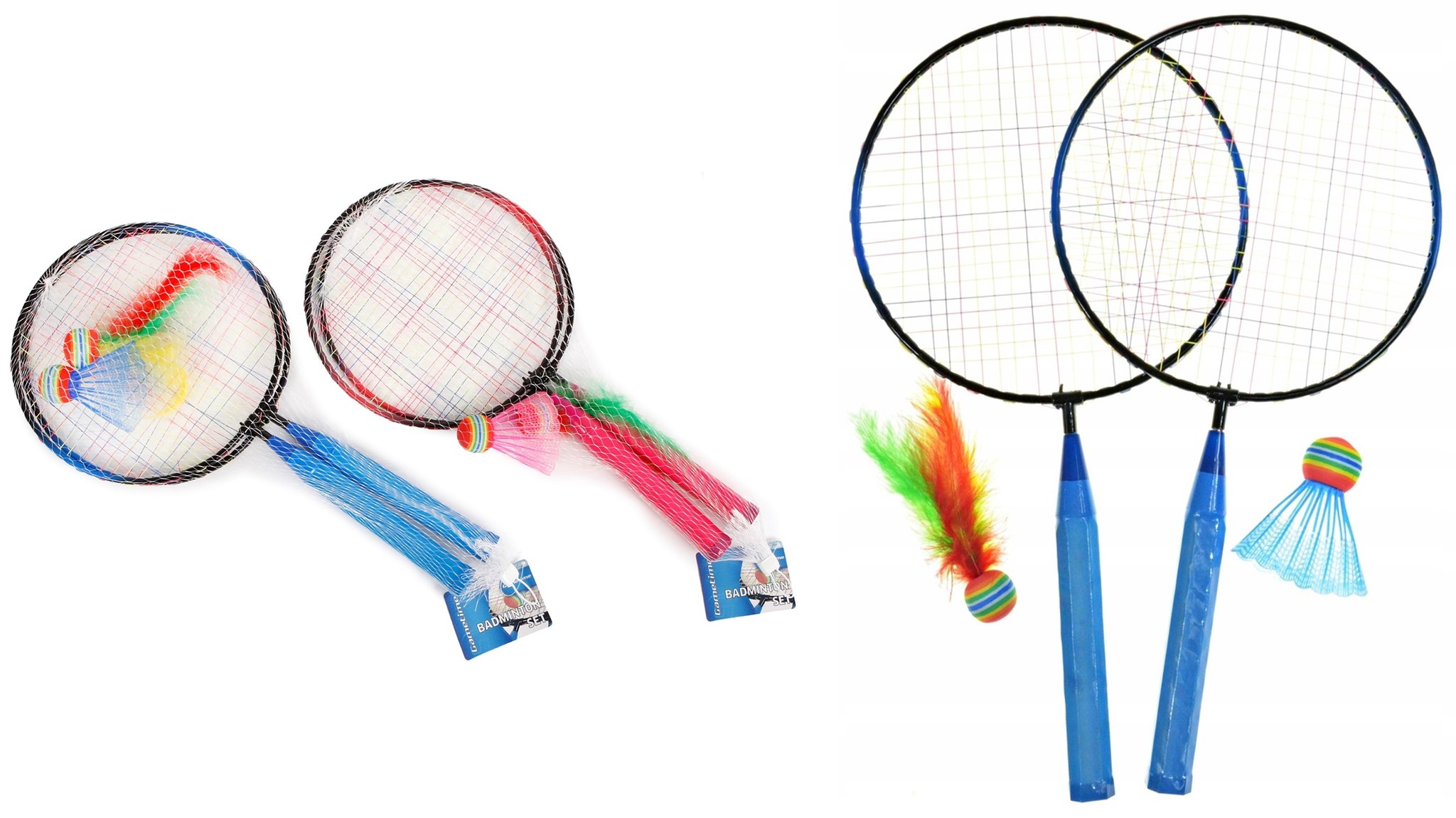 Kinder Badmintonset met shuttle & pluim 44x22cm. 2 ass.kleur ...