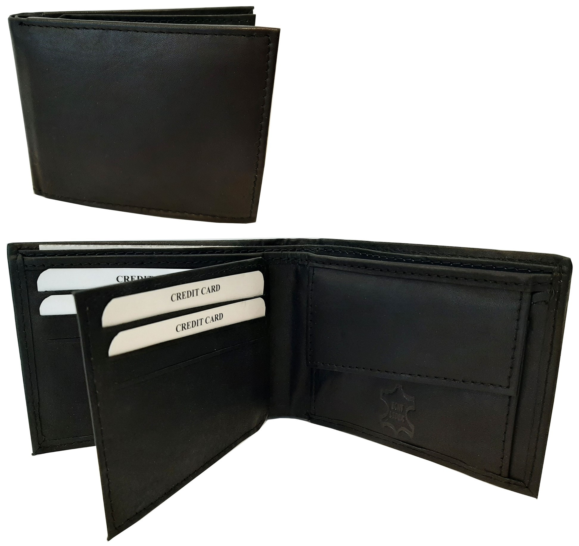 Portemonnee Leer 11,5x9cm. zwart - Groothandel Karssen