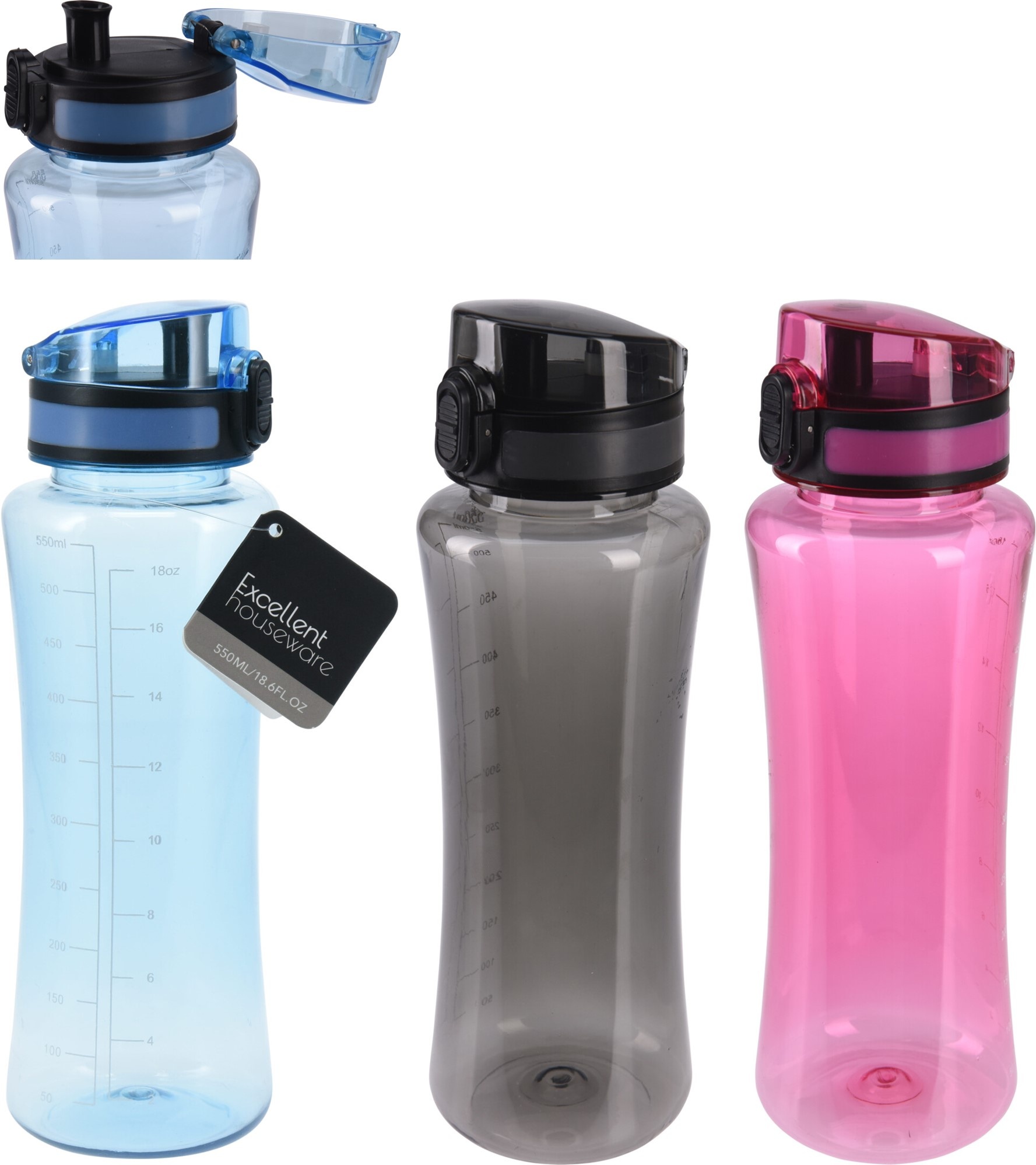 Drinkfles 550ml 3 assorti kleur - Groothandel Karssen