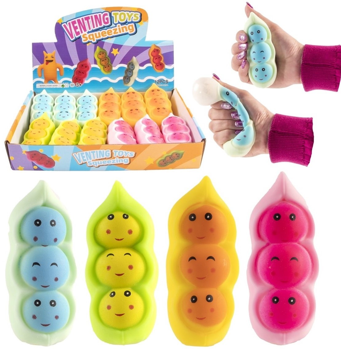 Squeeze Boon 11,5cm met poeder 4 assorti kleur - Groothandel Karssen