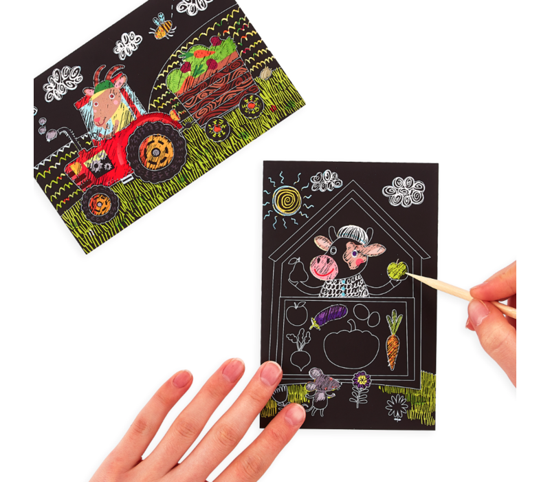 Ooly mini scratch & scribble kit farm animals - Mevrouw Aardbei
