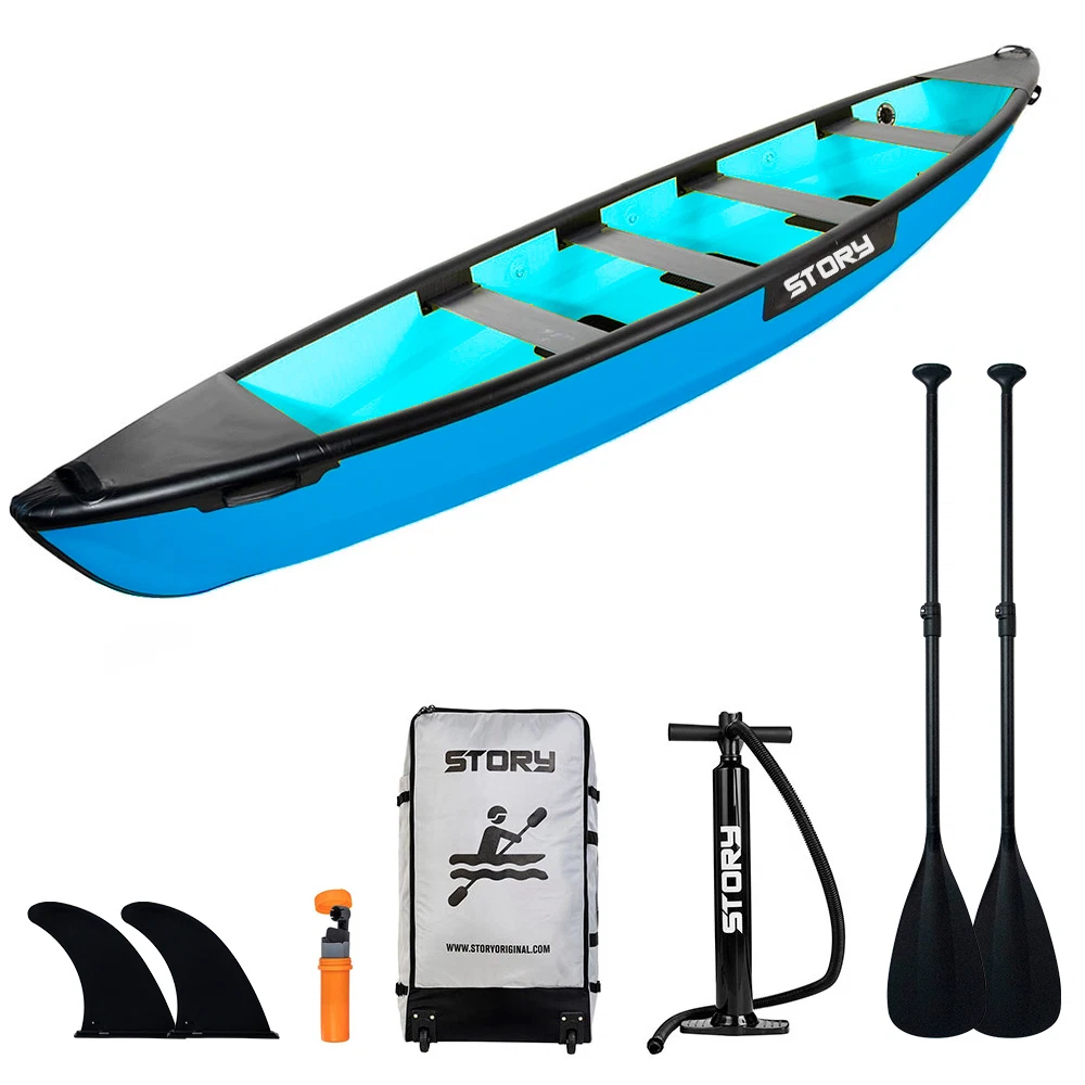 Story 4-Person Inflatable Canoe Blue – 10 PSI