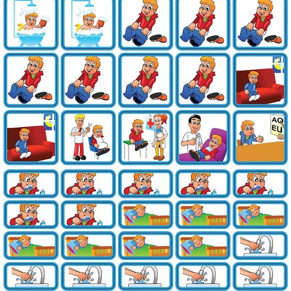 Verzorging & Slapen - 50 pictogrammen (jongen) - kinderplanborden.nl
