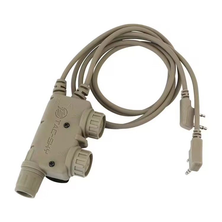 Wadsn Tactical Dual Communication U94 V2 PTT-Kenwood – Desert - Skirmshop