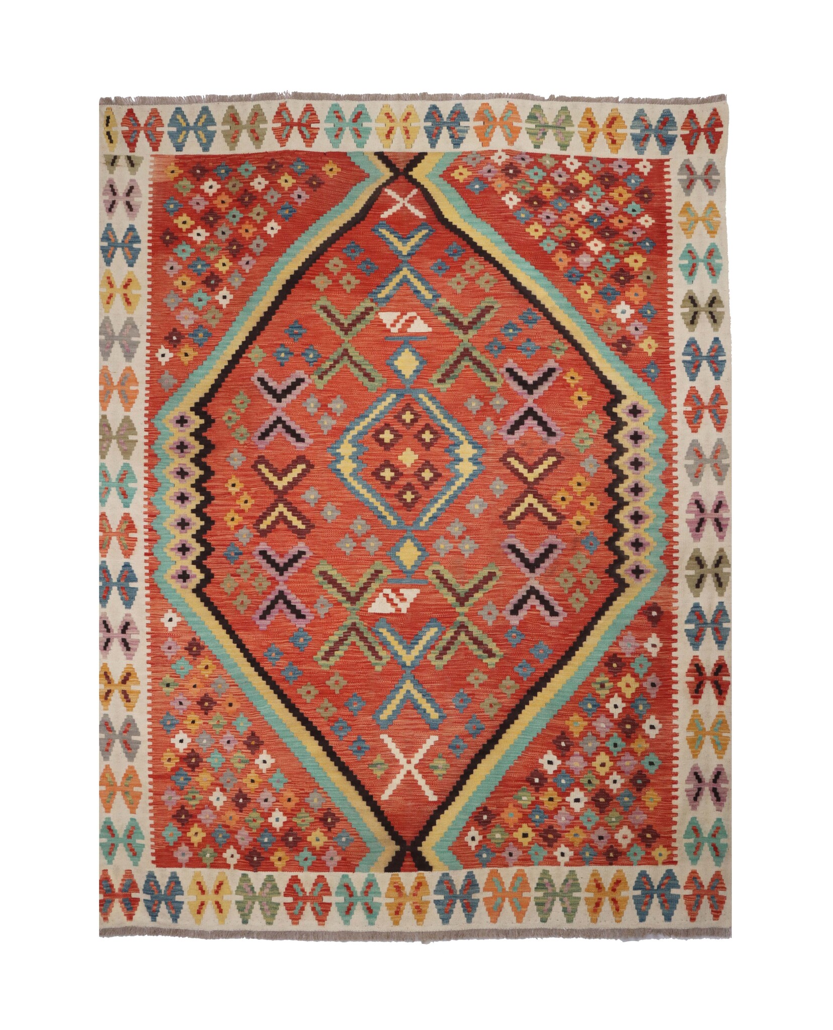 246x197 cm Handwoven Traditional Kelim Area Rug Wool Carpet - Kelimshop ...