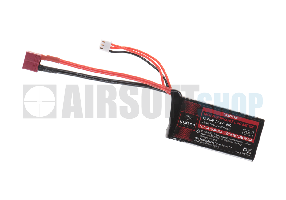 Nimrod Lipo 7.4V 1300mAh 65C Graphene Mini / PEQ Type (Deans ...
