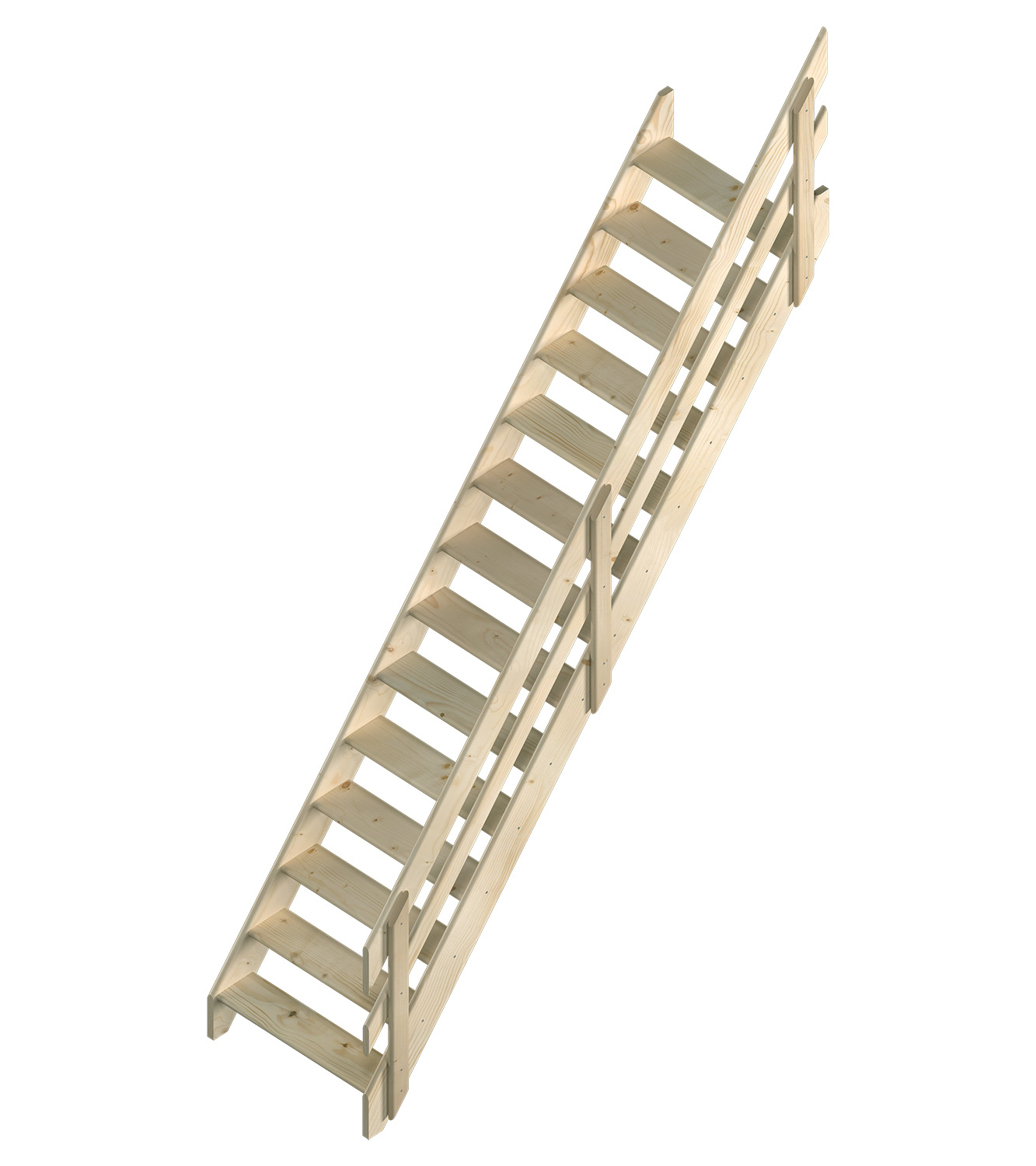 Cottage Large vaste trap recht extra breed vurenhout - 80 cm breed