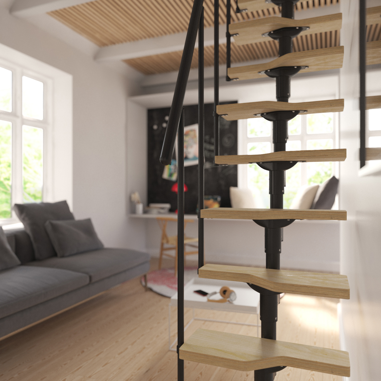 Atlanta vaste ruimtebesparende trap recht - 62 cm breed